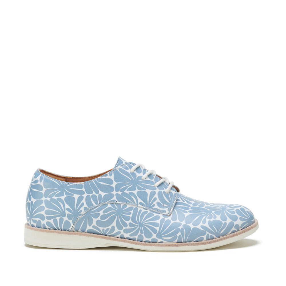 ROLLIE DERBy STEEL BLUE FLOWERS – Collective Shoes