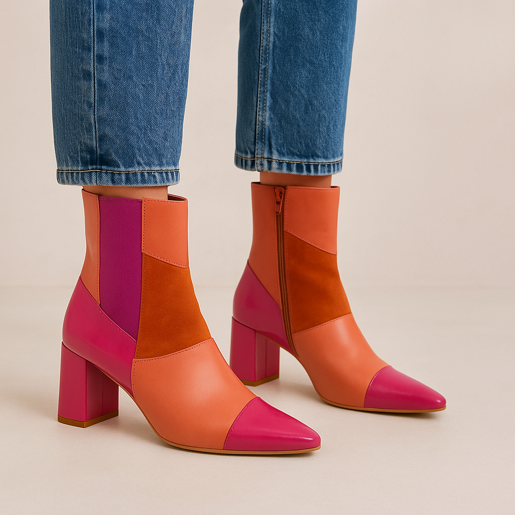 Shop Bresley Shire Orange Mix Women Heel Boots | Collective Shoes NZ