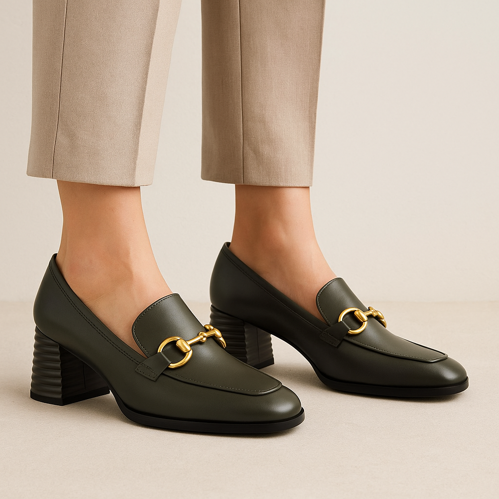 Shop Mila Raine Cliche Navy Women Leather Heels | Collection Shoes NZ ...