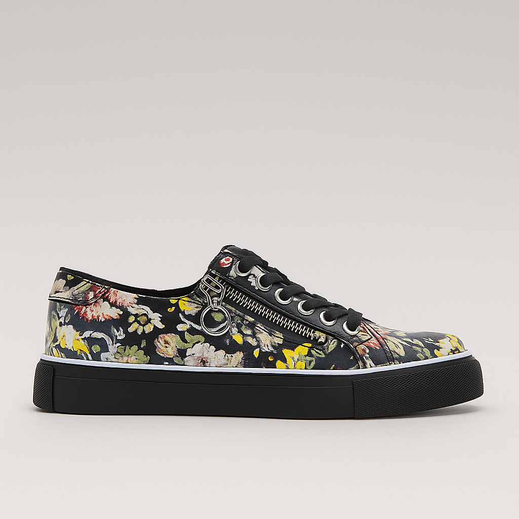 Shop Ziera Pamela Black Floral Women Trending Sneaker | Collective Shoe ...