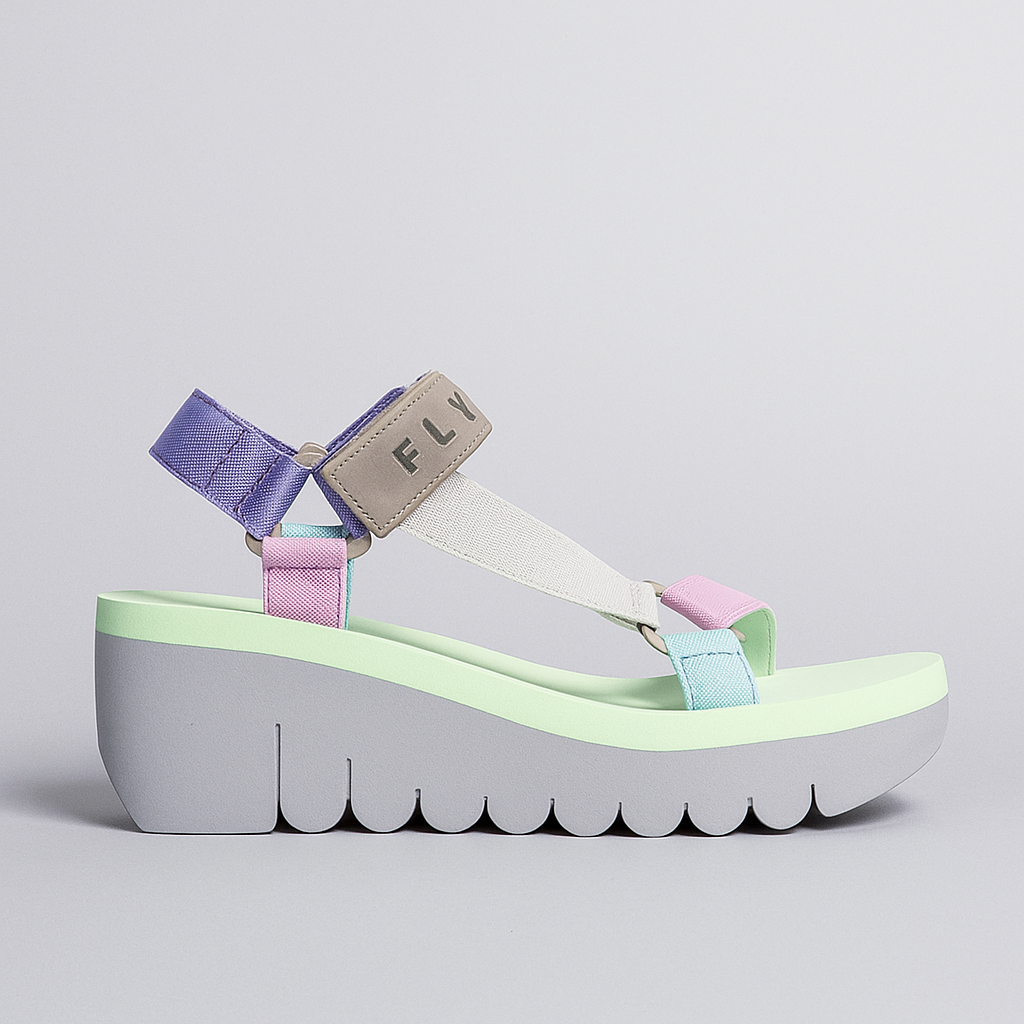 Shop Fly London Yefa Grey Multi Women Sandals | Collective Shoes NZ