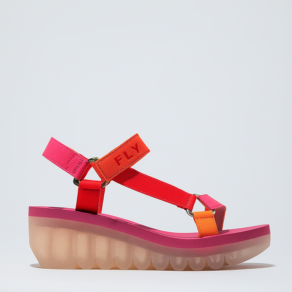 Shop Fly London Yefa Red Multicolour Violet Women Sandals | Collective ...