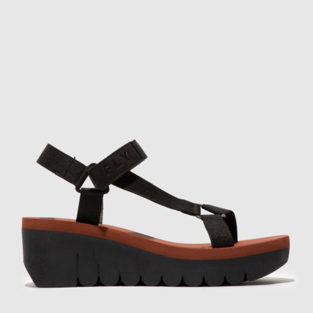 Shop Fly London Yefa Black Brick Women Sandals | Collective Shoes NZ