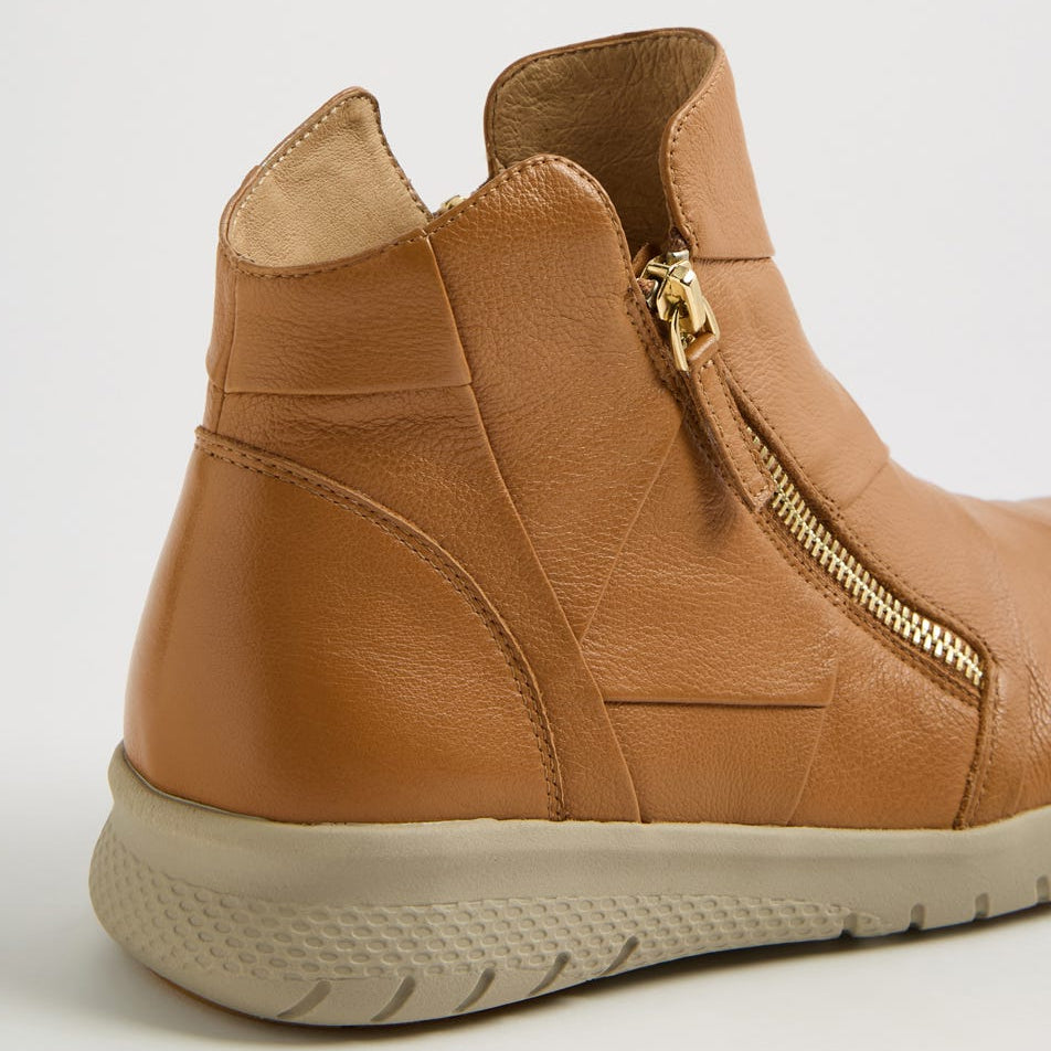 Ziera Sisley XF Dk Tan Leather Boots | Comfort Ankle Boots | Collective ...
