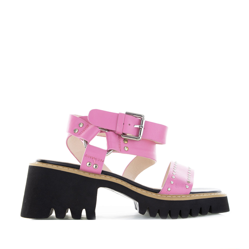 Shop Mila Raine Fang Pink Chunky Sole Sandals | Collective Shoes NZ