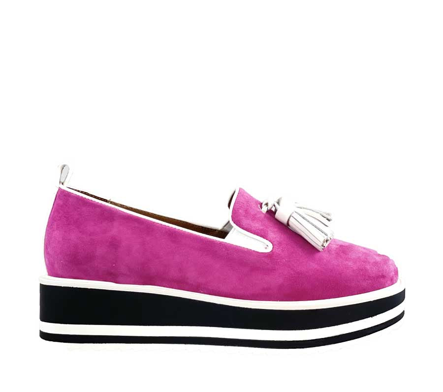 Shop Bresley Sybil Fuxia Suede Women Slip-on Wedge | Collective Shoes